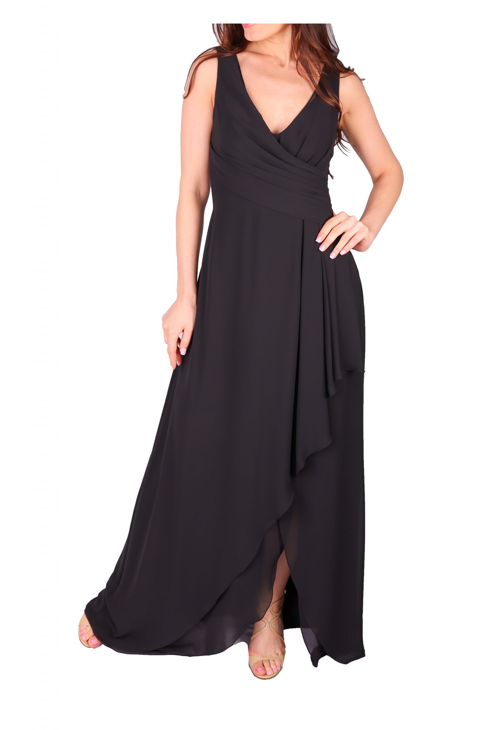 Column V-Neck Simple High knee. Multilayer Evening Dress - Alesayi Fashion