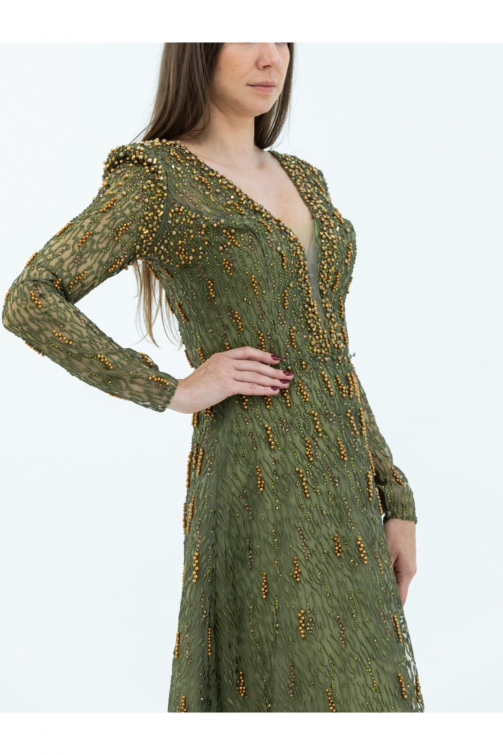 Plunging Princess Evening Dress - Alesayi Fashion