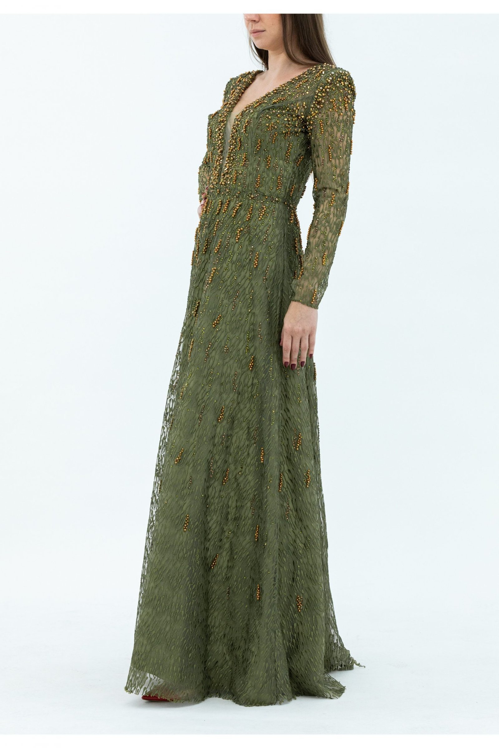 Plunging Princess Evening Dress - Alesayi Fashion