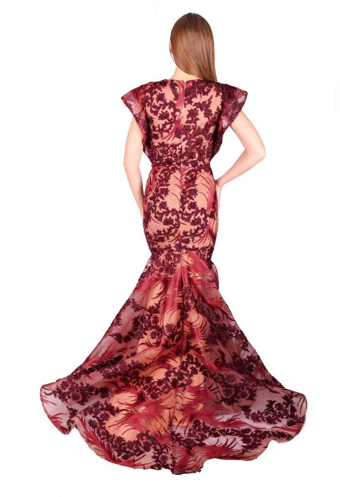 Red Catfish Detailed Dress - Alesayi Fashion