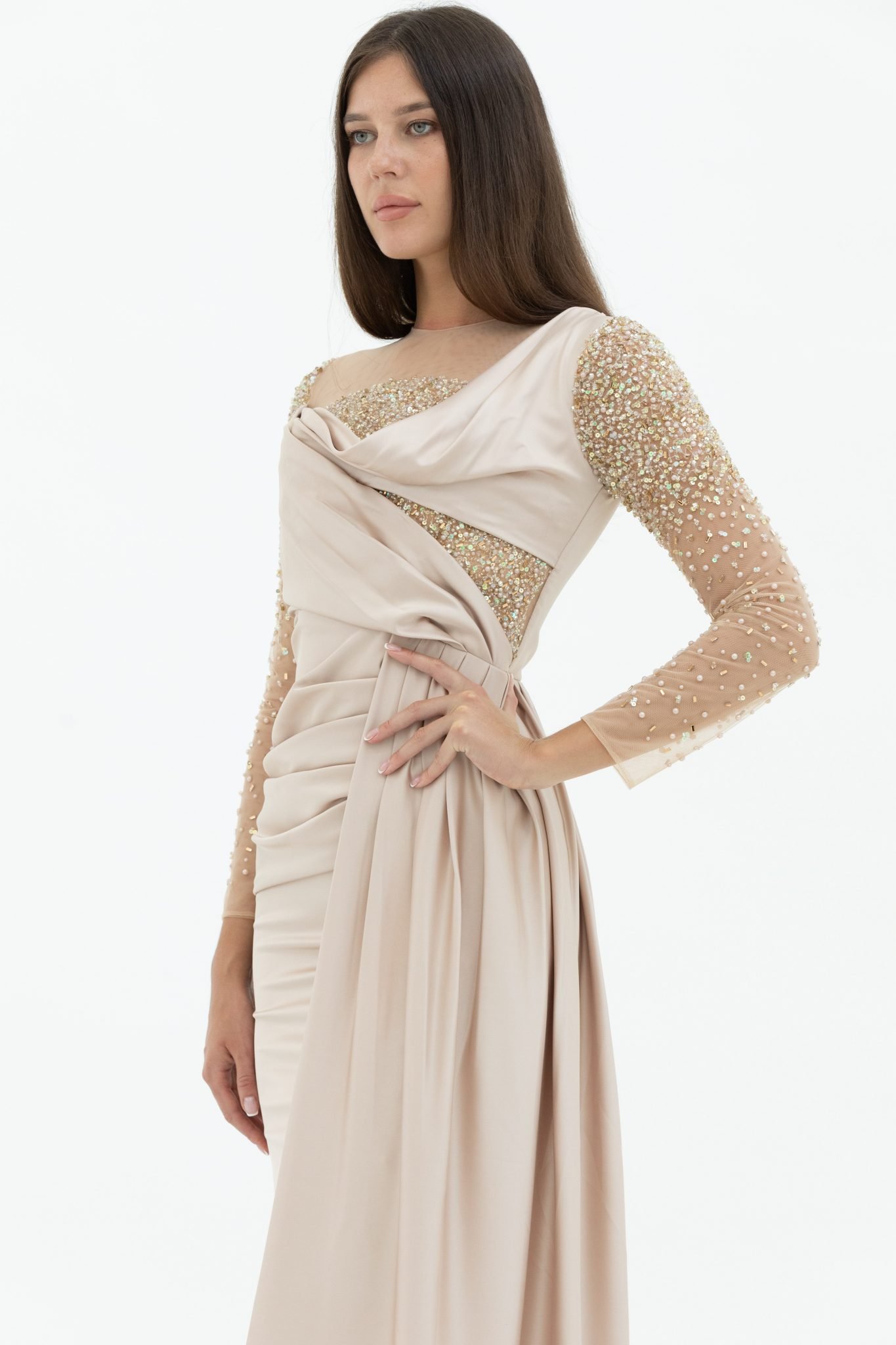 Jewel High Knee Evening Dress - Alesayi Fashion