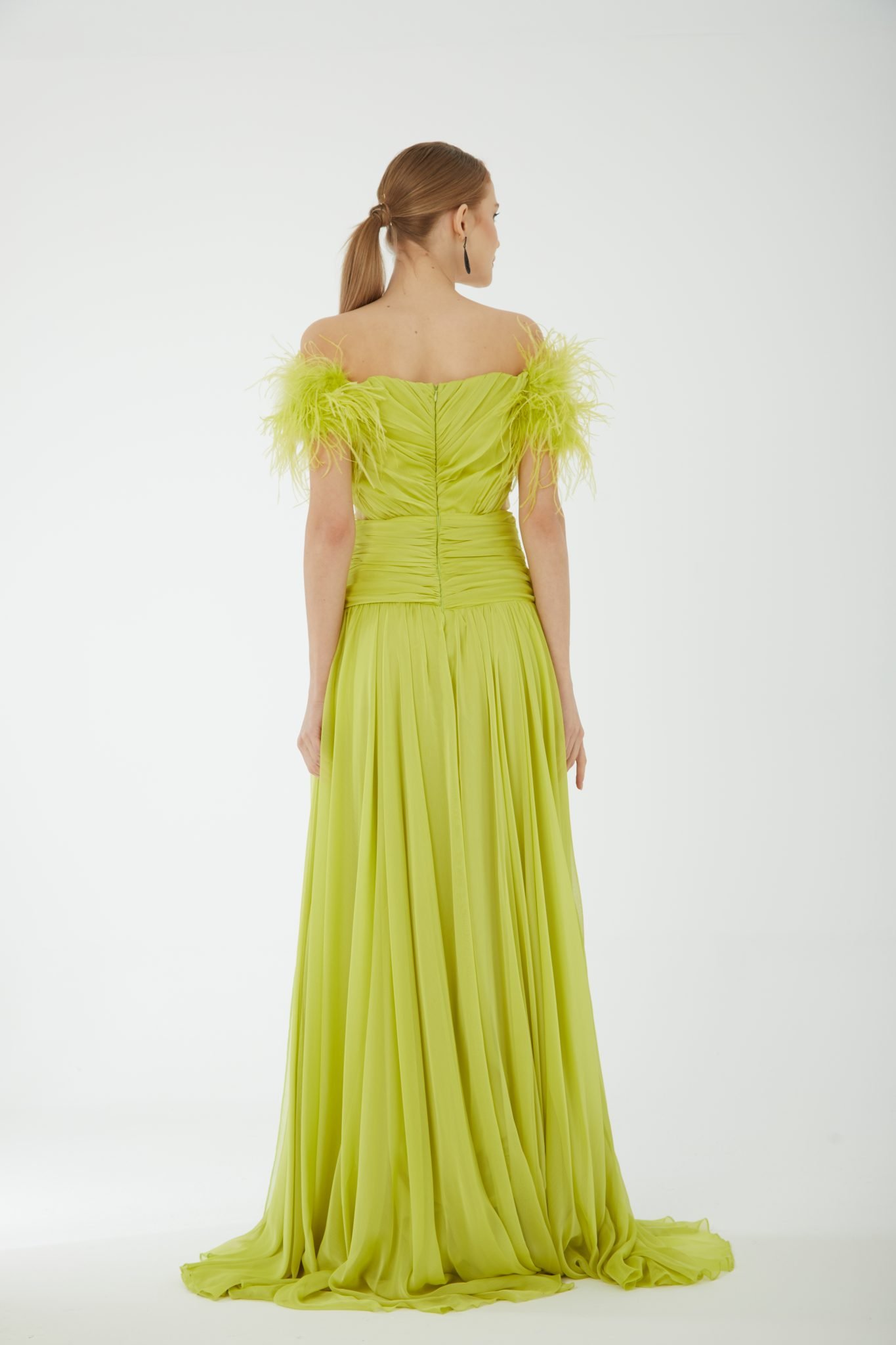 Off shoulder semi-sweetheart high knee evening dress - Alesayi Fashion